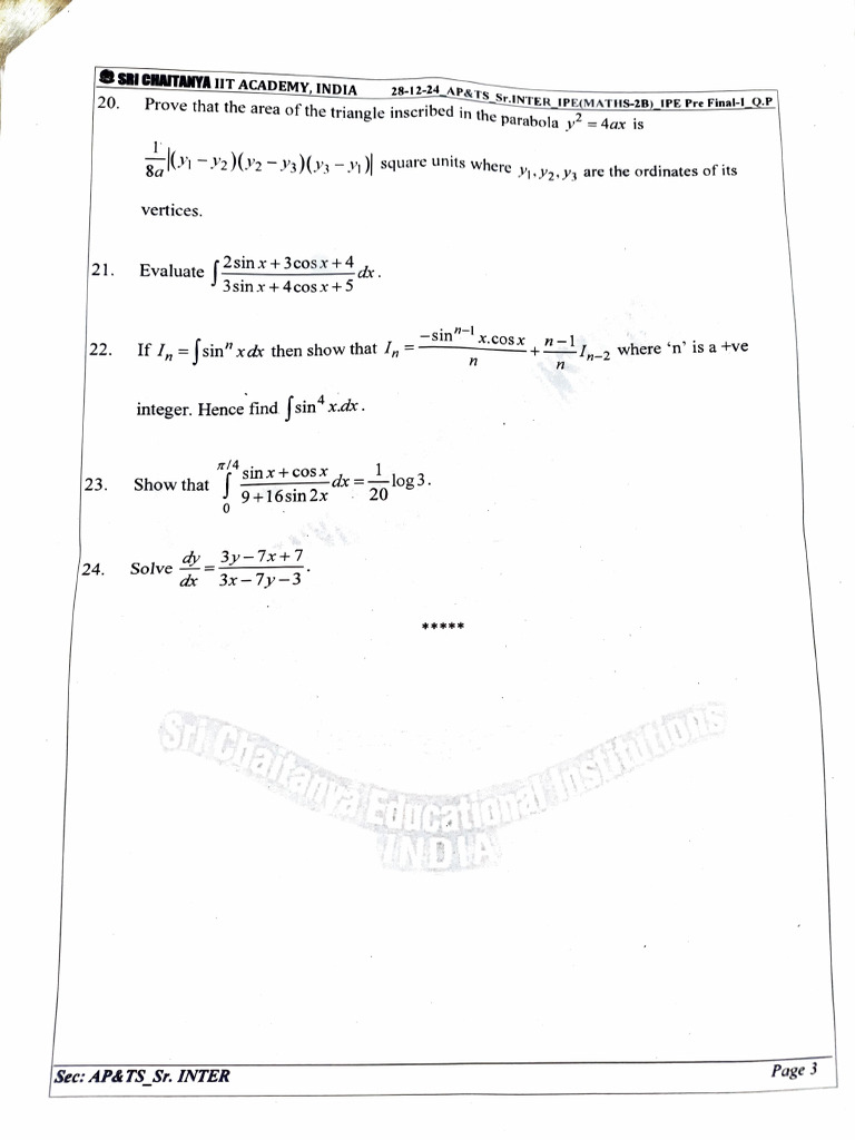 Triangle Area in Parabola Equation | PDF