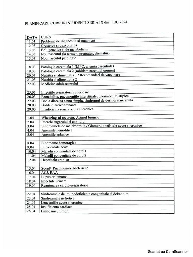 Programa Cursuri | PDF