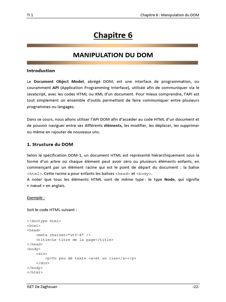 Chapitre 6-JS | PDF | Modèle d'objet de document | Html