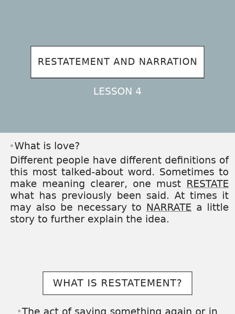Lesson 4 Restatement and Narration | PDF