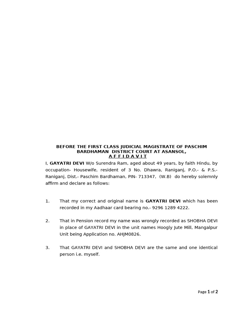 BEFORE The First Class Judicial Magistrate of Paschim Bardhaman ...