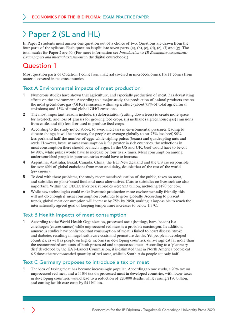IB Economics Exam Practice: Meat Impact | PDF | Gross Domestic Product ...