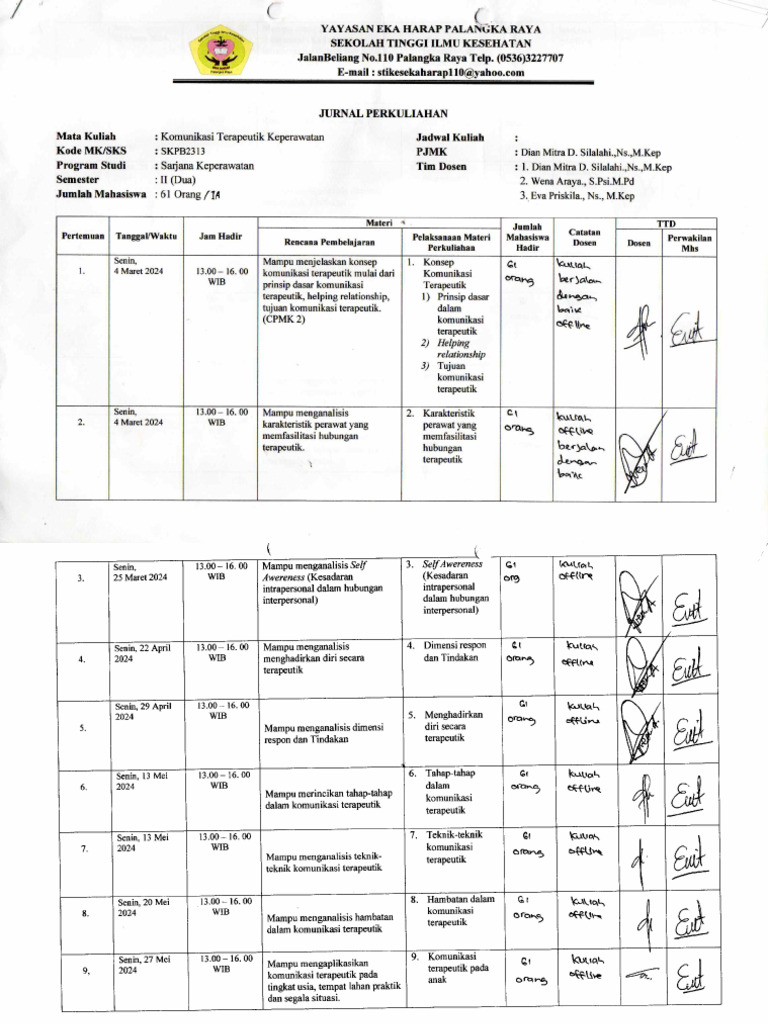 Jurnal Perkuliahan Mk. Kom Ter. Tk. 1A | PDF