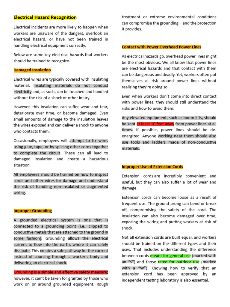 Recognizing Electrical Hazards at Work | PDF | Risk | Risk Management