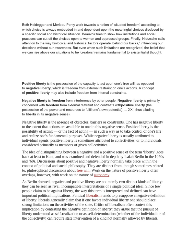 Positive and Negative Liberty | PDF | Liberty | Liberalism