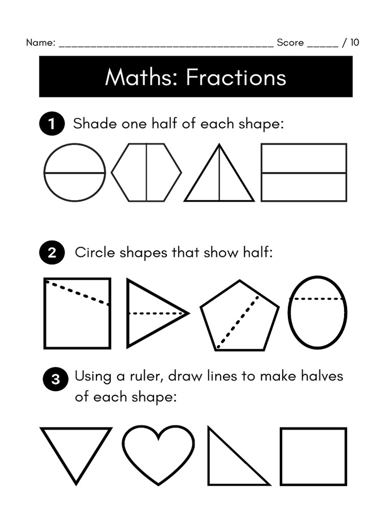 Stage 1 Maths Fractions | PDF