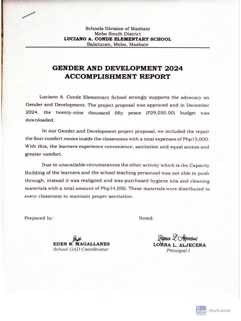 GAD Accomplishment Report 2024 | PDF