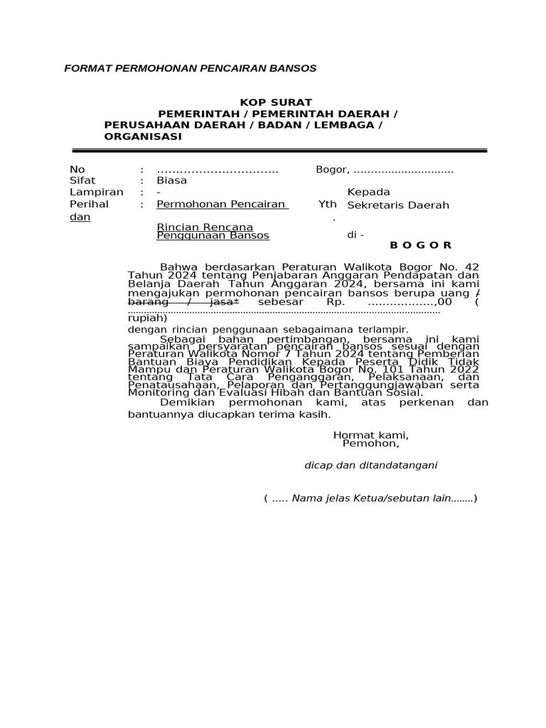 Format Permohonan Pencairan Bansos BSM 2025.docx-3 | PDF