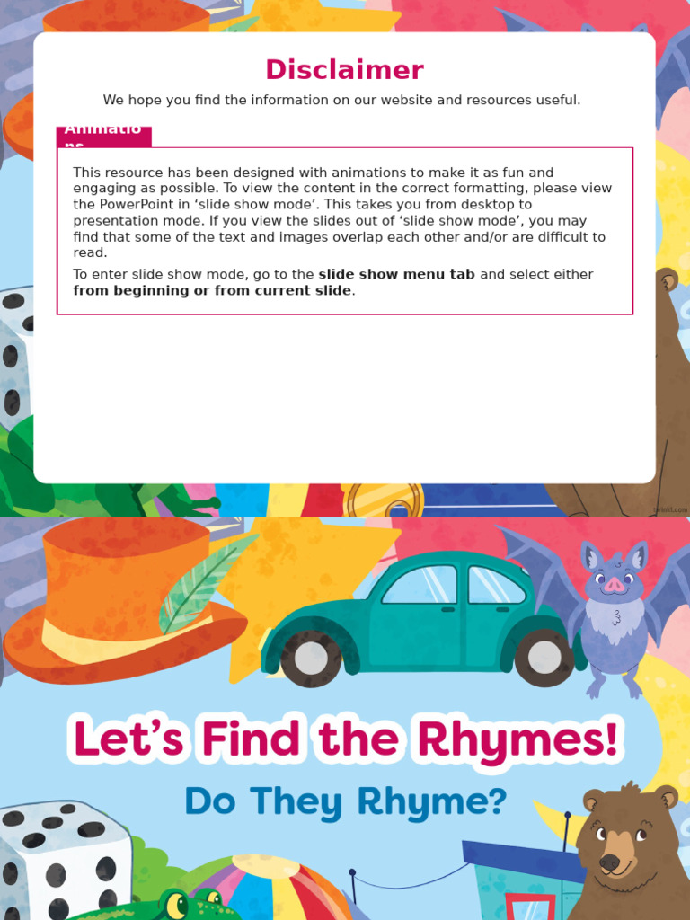 Do They Rhyme Rhyming Words Powerpoint Game Us e 1701104581 Ver 1 | PDF