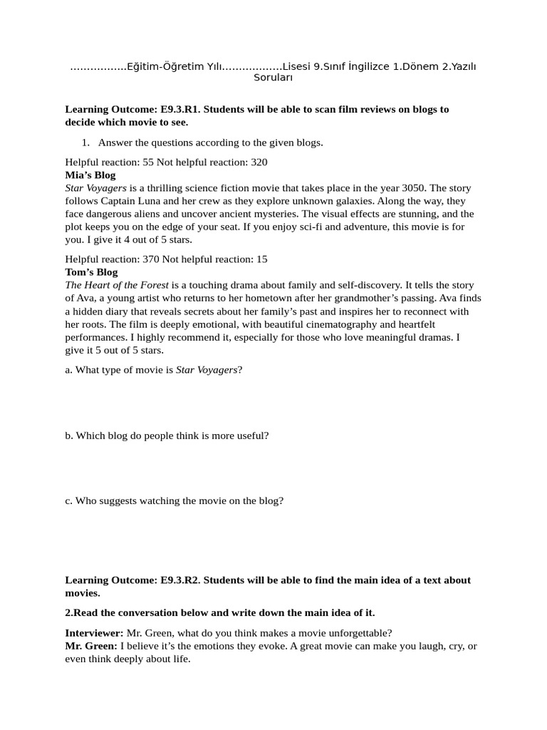 9th Grade English Exam Questions | PDF | Multilingualism | Earthquakes