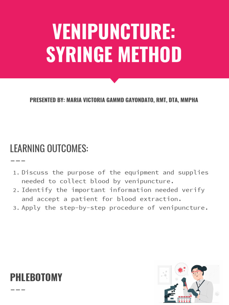 Venipuncture Syringe Method Student Copy - 2210852052 | PDF ...