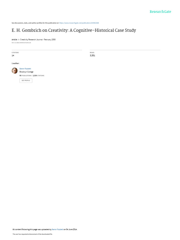 Kozbelt2008CRJ-Gombrich | PDF | Creativity | Knowledge