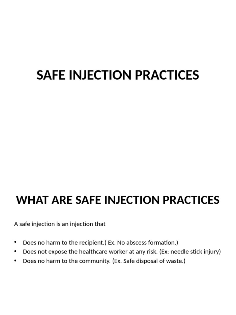 Safe Injection Practices | PDF | Injection (Medicine) | Syringe