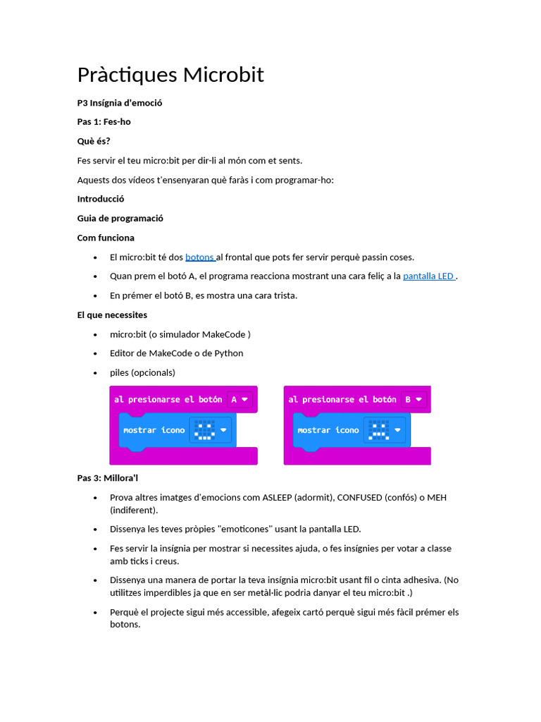 Pràctiques Microbit - Cat | PDF