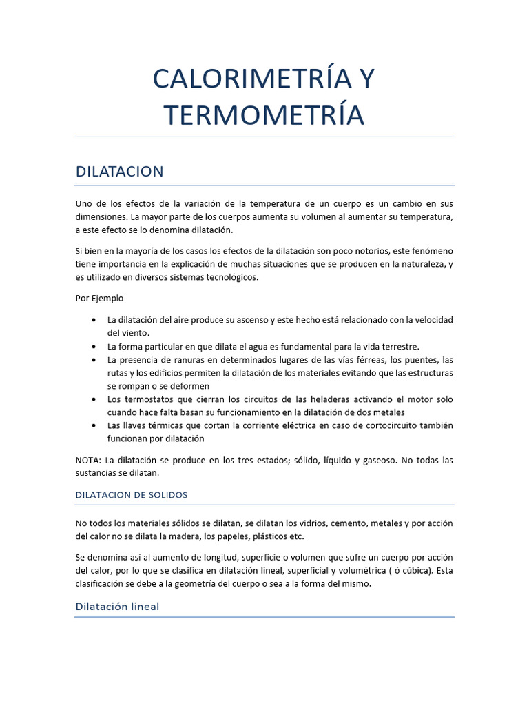 Calorimetría y Termometría Tercera Parte | PDF