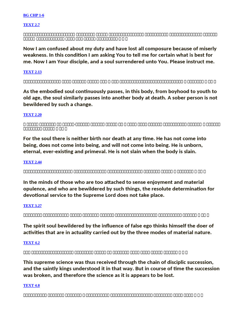 BG 1 - 6 SHLOKAS - ANUVAD - Eng | PDF | Religious Belief And Doctrine | Spirituality