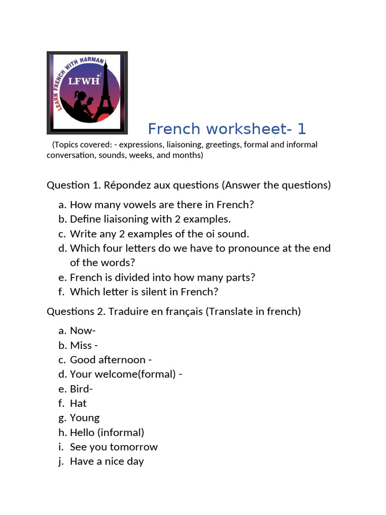 Activités de conversation FLE A1 | PDF