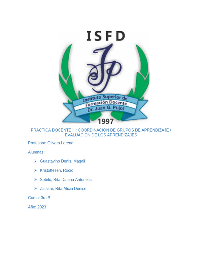 Trabajo Practico Práctica 3 | PDF | Evaluación | Enseñando