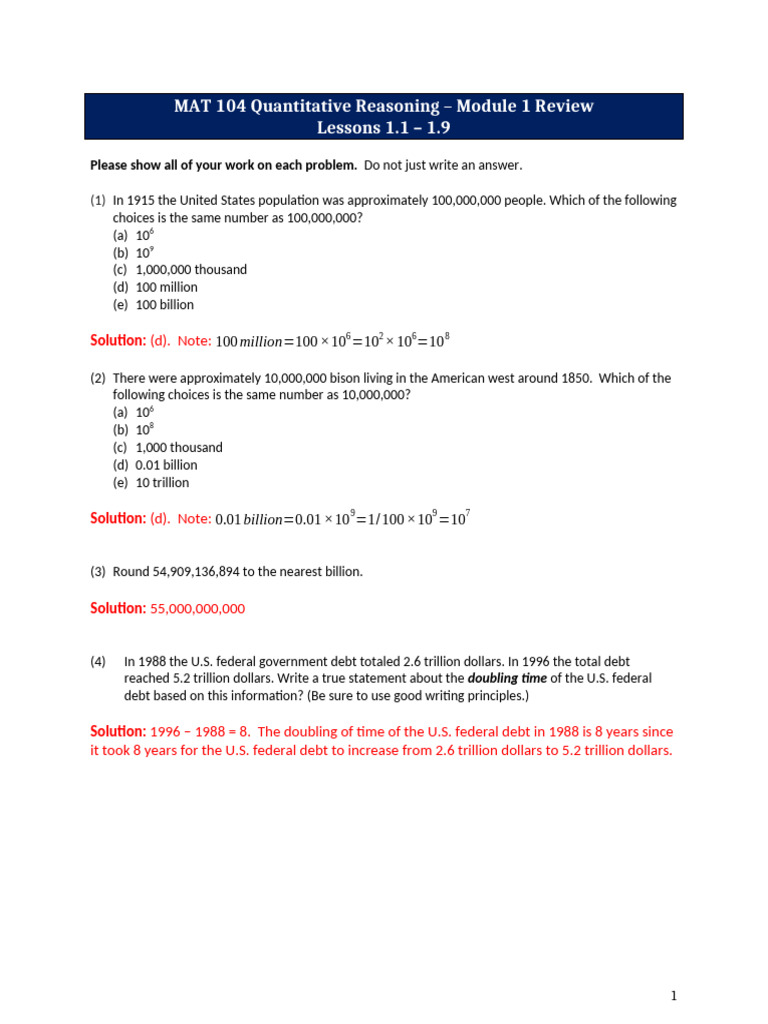 MAT 104 Quantitative Reasoning Review | PDF | Credit Card | Interest