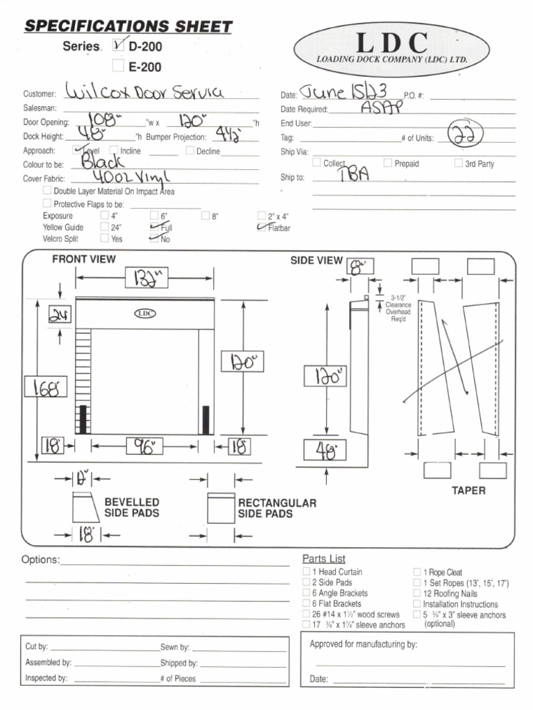 Seals Specification Sheet | PDF