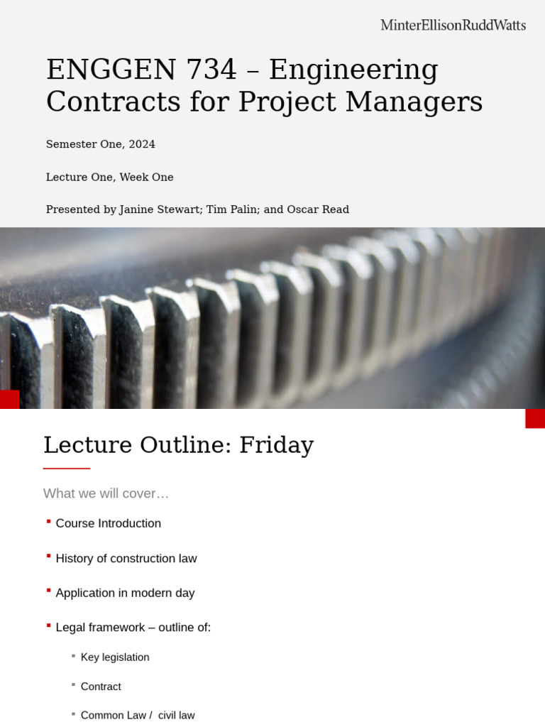 ENGGEN 734 Lecture 1 Slides 2024 | PDF | Common Law | Civil Law (Legal ...