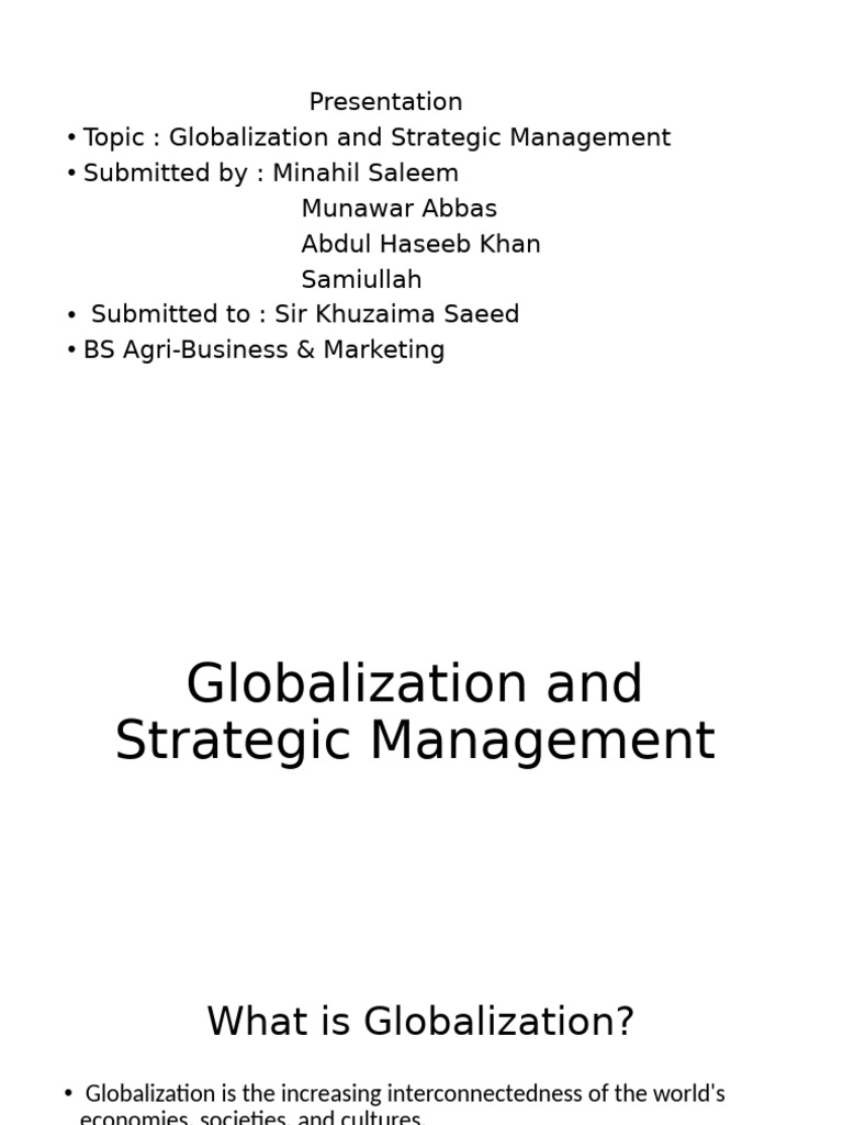 Globalization and Strategic Management | PDF | Strategic Management ...