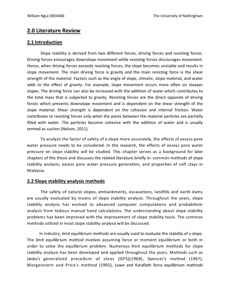 FYP Literature Review | PDF | Civil Engineering | Earth Sciences