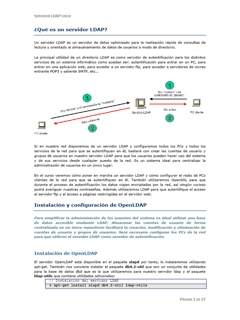 Servidor LDAP Linux | PDF | Autenticación | Protocolo de transferencia de archivos
