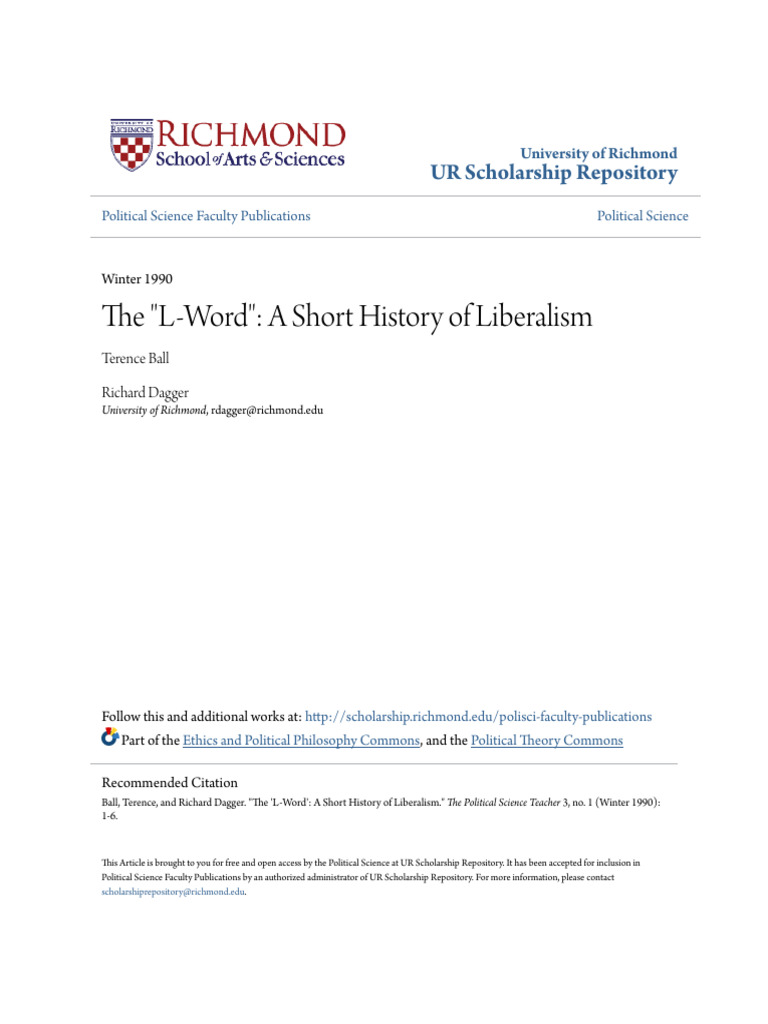 The L-Word - A Short History of Liberalism | PDF | Science | Liberal ...