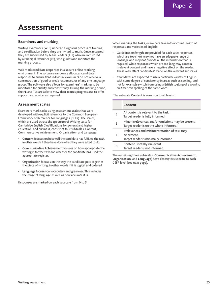 Cambridge A2, B1, B2, C1 Etc. Writing Criteria | PDF | Vocabulary | Word