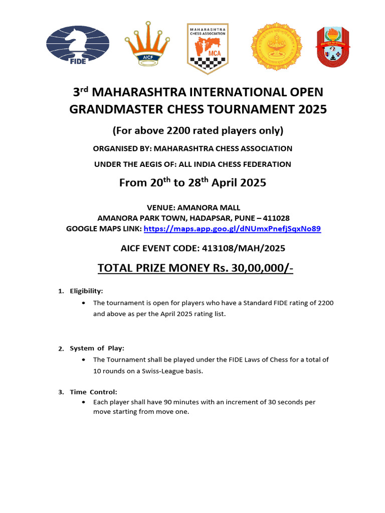 Circular - 3rd Maharashtra GM-2 | PDF | Chess
