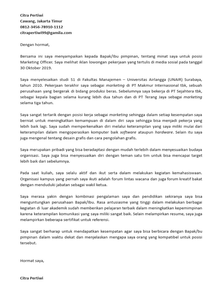 Personal Statement Citra Pertiwi | PDF