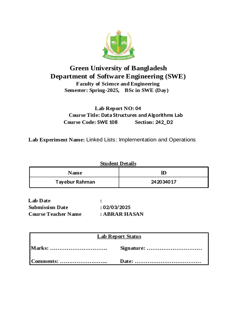 DSA lab 04 | PDF | Computer Data | Computer Programming