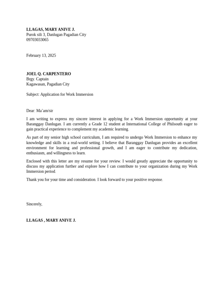 Application Letter Sample | PDF