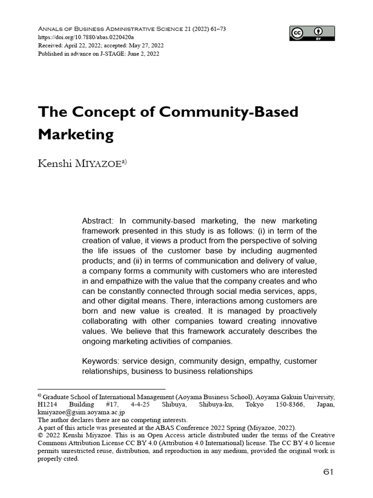 Community-Based Marketing Framework | PDF | Marketing | Empathy