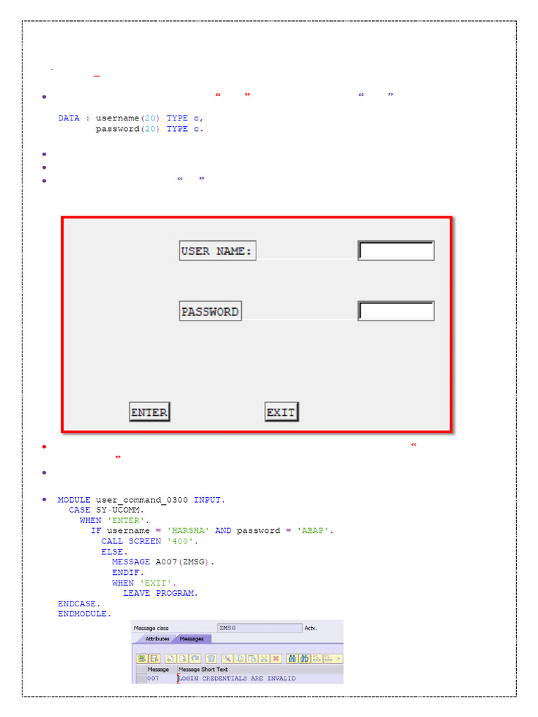 SAP ABAP Module Pool Login Design | PDF
