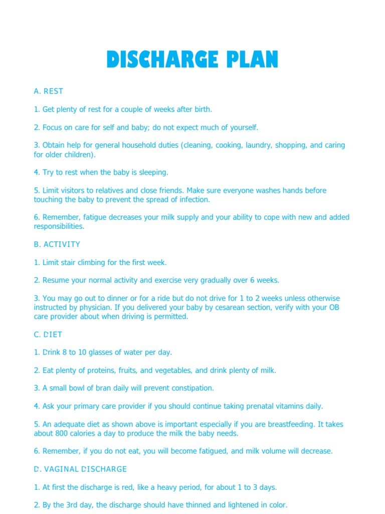 Discharge Plan | PDF | Infants | Breastfeeding