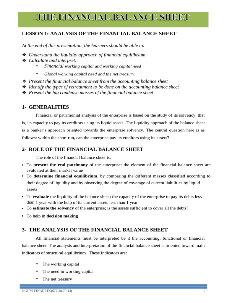 Financial Balance Sheet Analysis Guide | PDF | Equity (Finance ...
