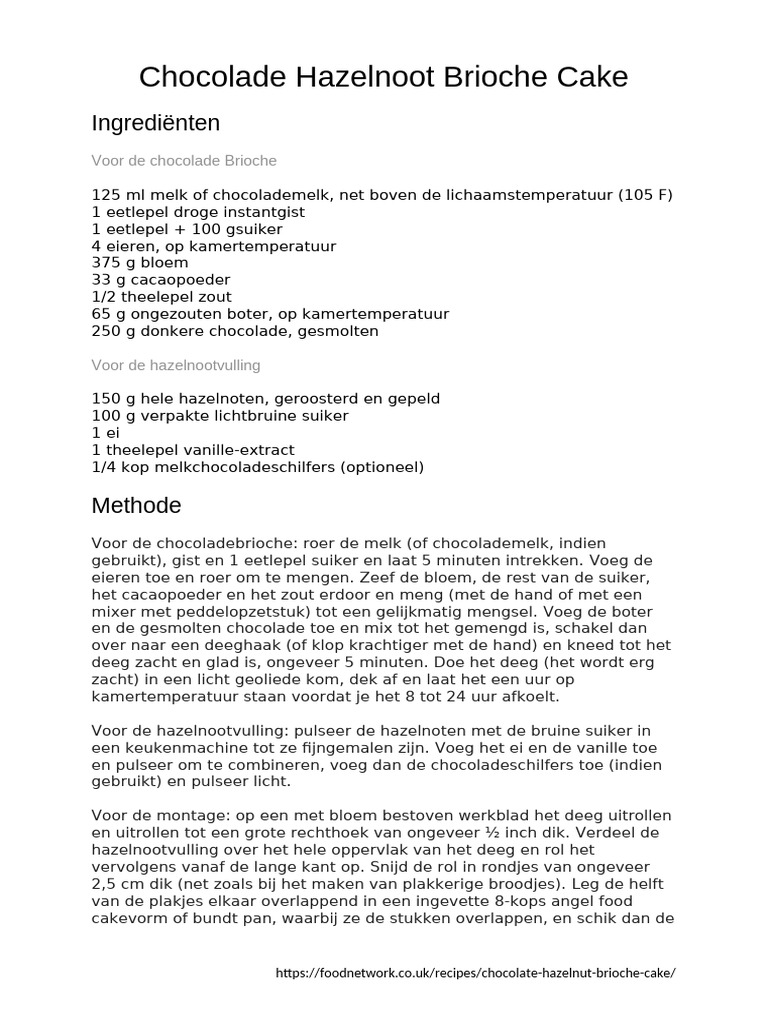 Chocolade Hazelnoot Brioche Cake | PDF