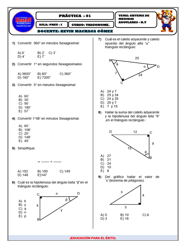 Trigonometría - Preu-I - Pract Intro - Ib - Sec | PDF | Geometría ...