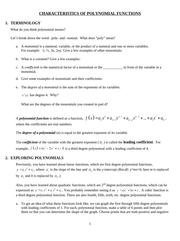 Understanding Polynomial Functions | PDF | Polynomial | Zero Of A Function