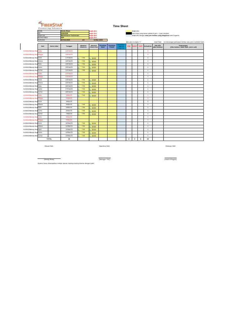 Laporan Timesheet Manual Hendy Ilham | PDF