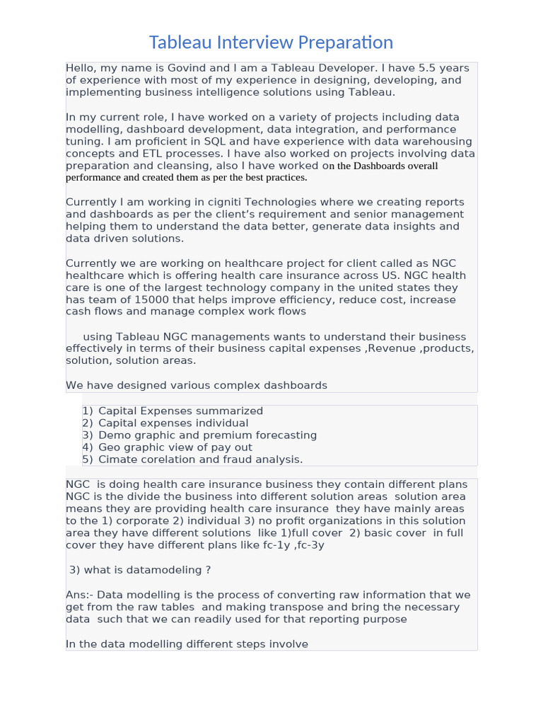 Tableau interview questions | PDF | Databases | Data
