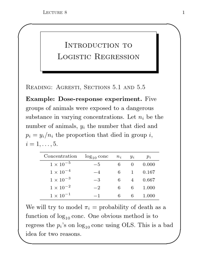 8a Introduction To Logistic Regression | PDF | Linear Regression | Logistic Regression