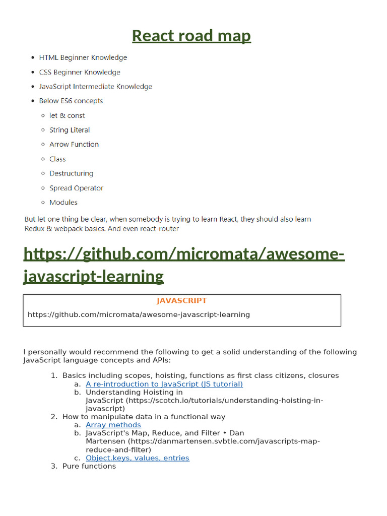 React road map & JS | PDF