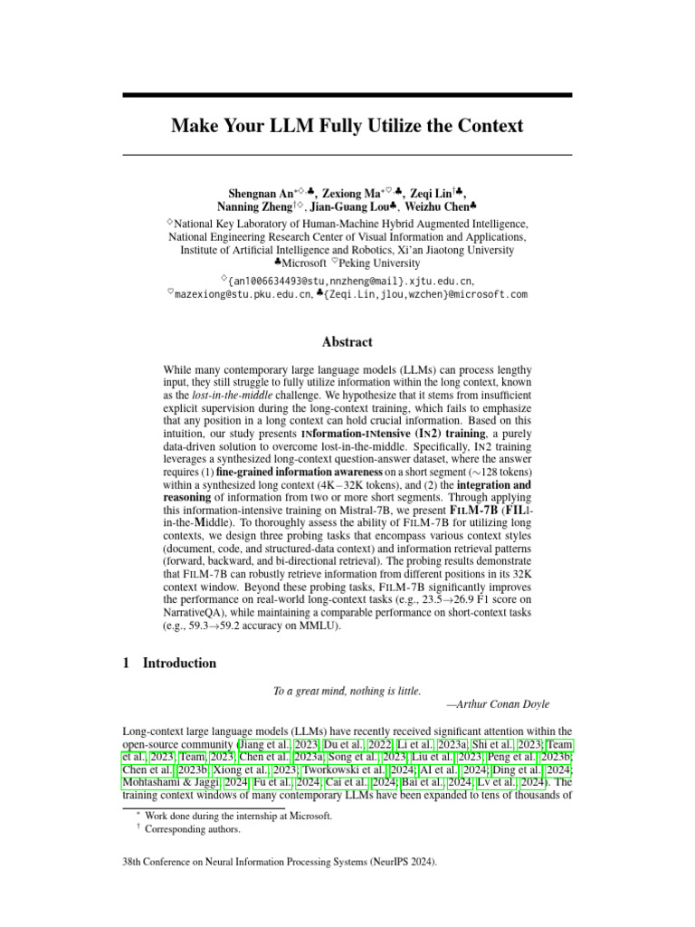 NeurIPS 2024 Make Your LLM Fully Utilize The Context Paper Conference | PDF | Computing ...
