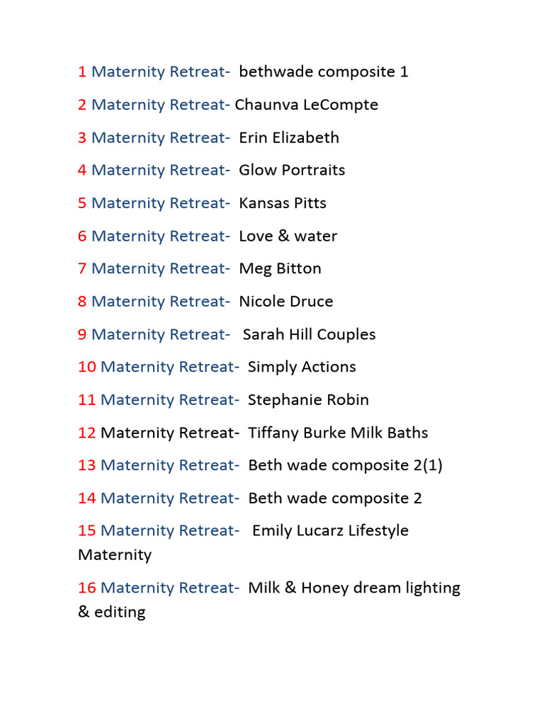 Maternity Retreat | PDF