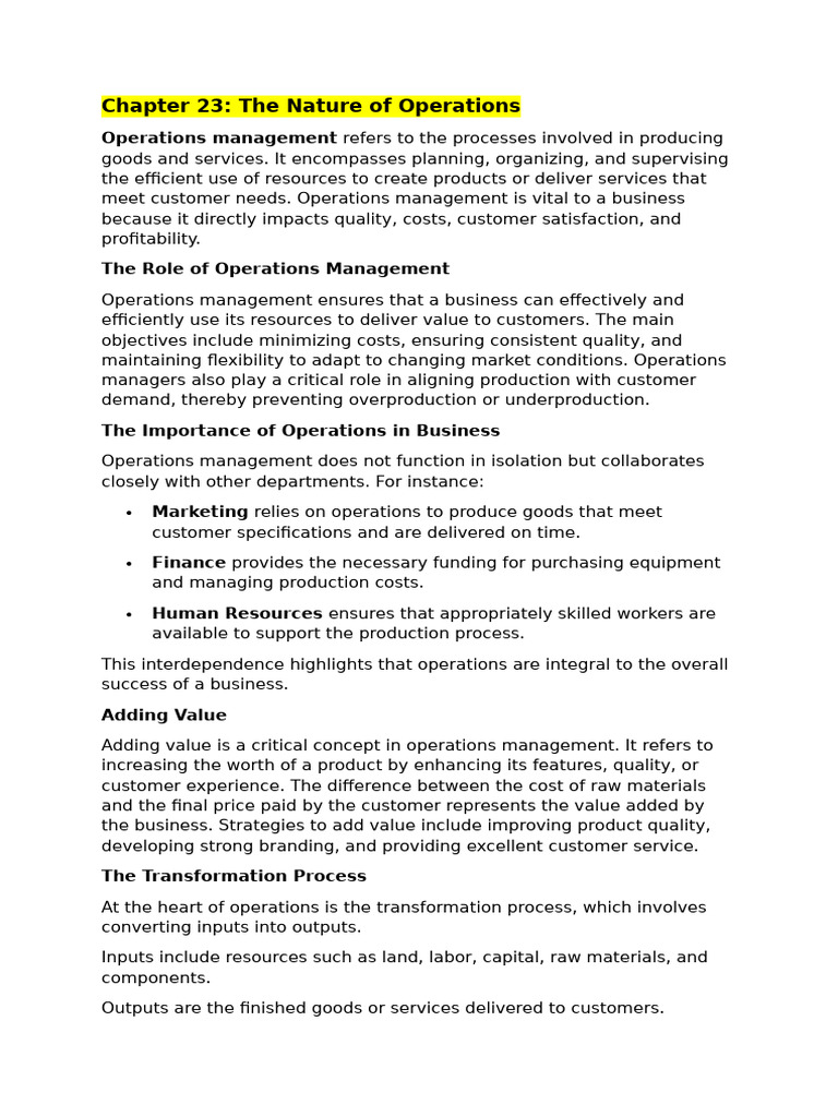 Understanding Operations Management | PDF | Workforce Productivity ...