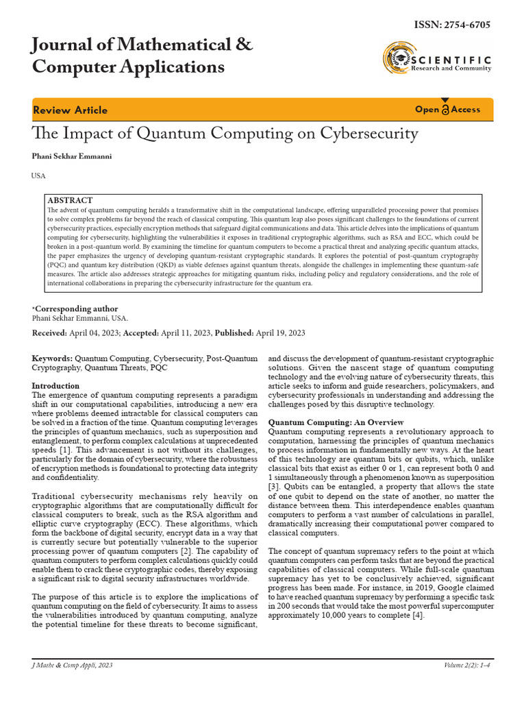 The Impact of Quantum Computing On Cybersecurity | PDF | Quantum Computing | Cryptography