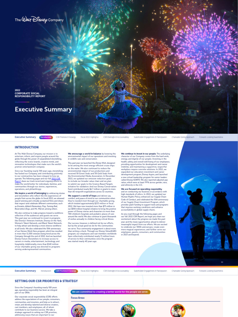 Disney 2022 Corporate Social Responsibility Report | PDF | Corporate ...